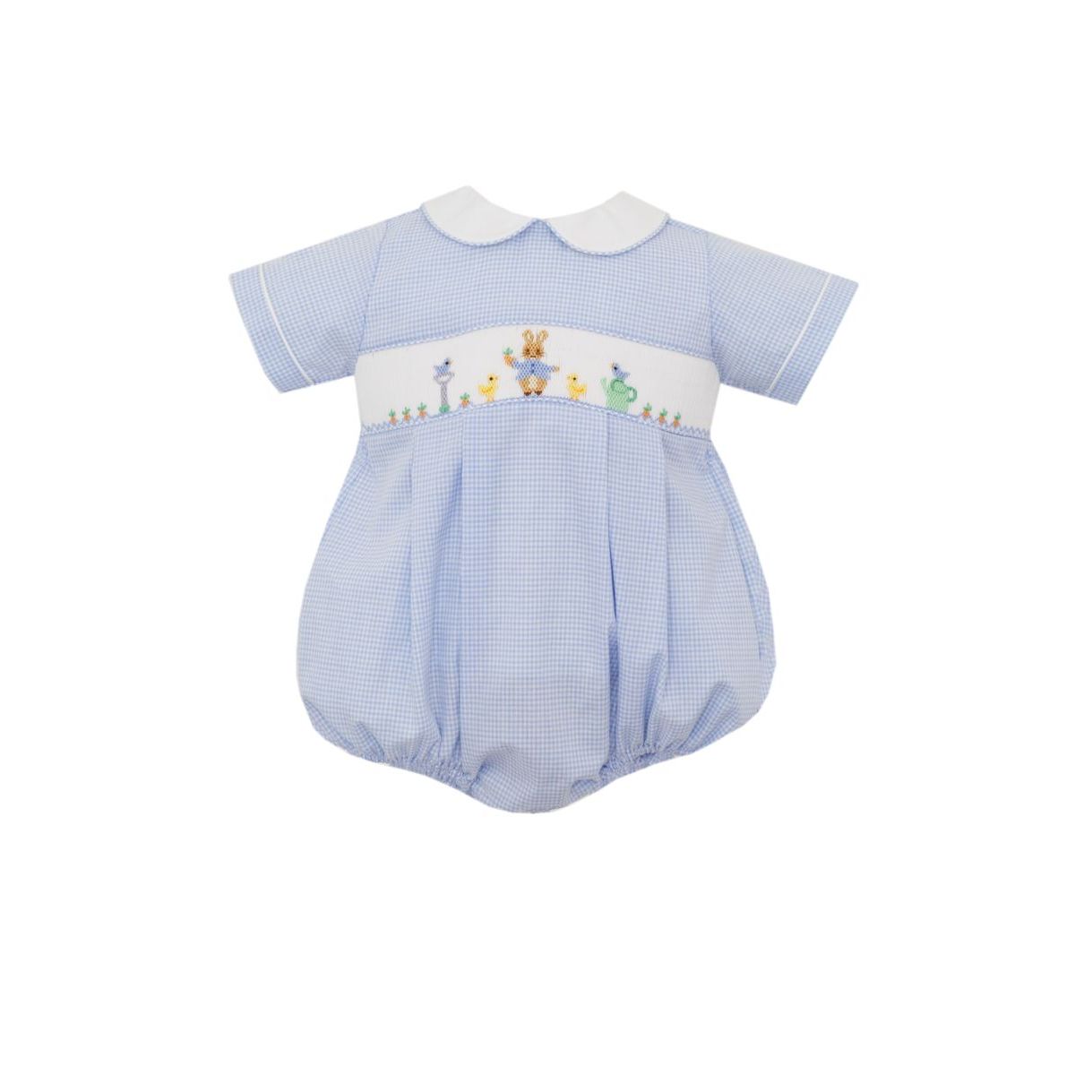 Peter Rabbit Bubble SS- Blue Gingham – Milby’s Just Kids