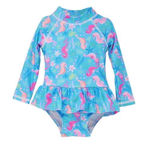 Alissa Rash Guard Swimsuit-Seahorse Garden – Milby’s Just Kids