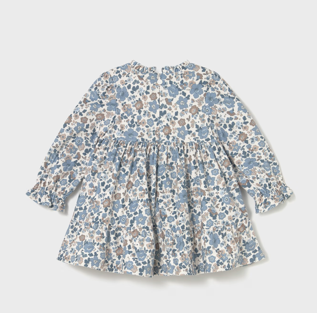 Baby Ruffle Velvet Dress- Blue Bell – Milby’s Just Kids